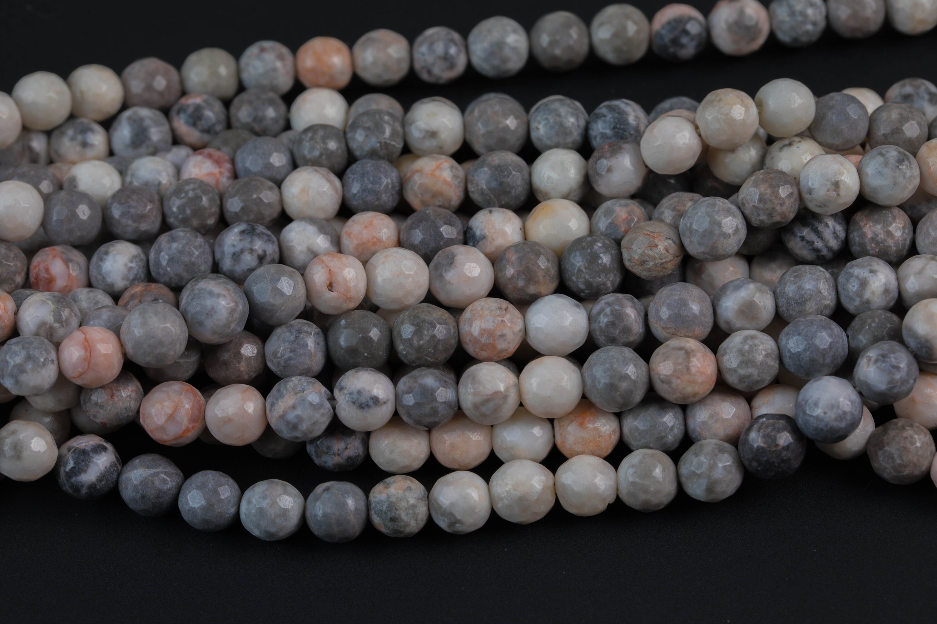 Natural Light Pink Zebra Jasper Beads Grade AAA Faceted Round- 4mm, 6mm ...