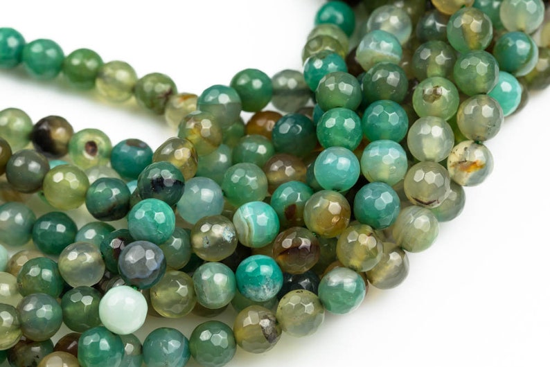 Green Rose Fire Agate- High Quality in Faceted Round- 4mm, 6mm, 8mm ...