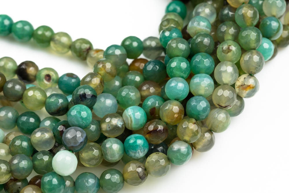 Green Rose Fire Agate- High Quality in Faceted Round- 4mm, 6mm, 8mm ...