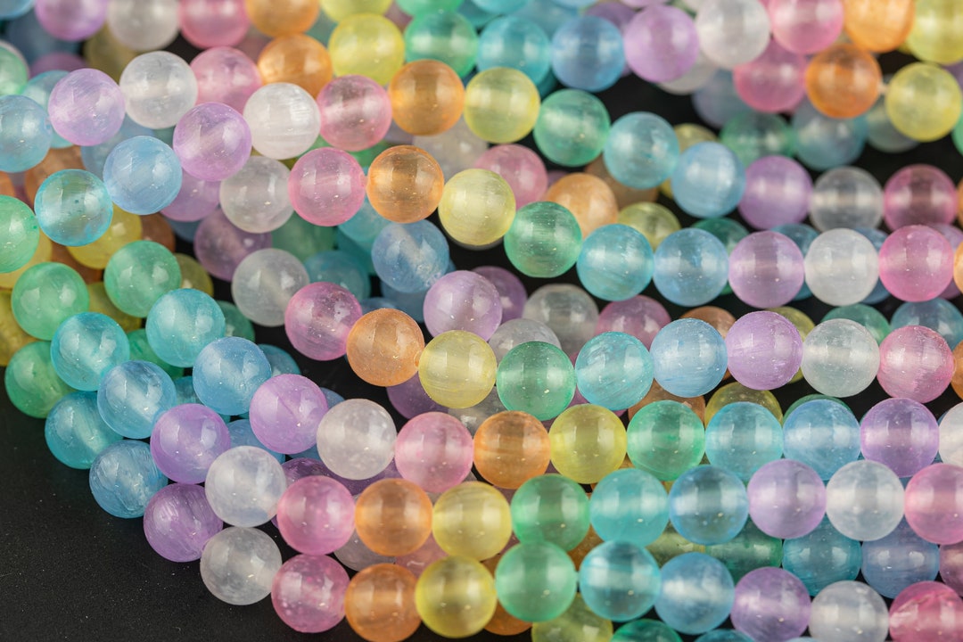 Multi Color Selenite Beads Round Beads 6mm 8mm 10mm High Quality Real ...