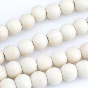 Natural Cream Colored Pale Tan Wooden off Round Shaped Beads With 2mm ...