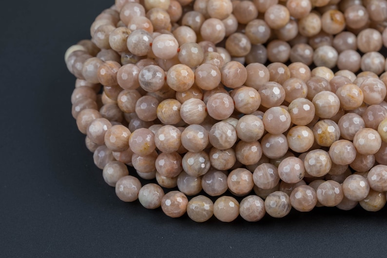 Light Pink Sunstone Moonstone Beads Faceted Round A Quality - Etsy