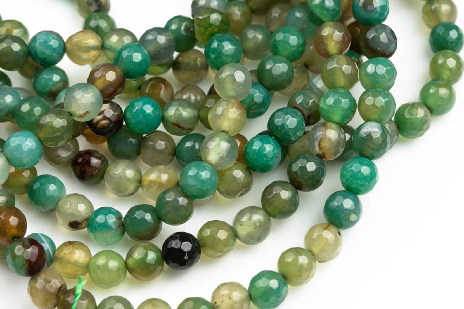 Green Rose Fire Agate- High Quality in Faceted Round- 4mm, 6mm, 8mm ...