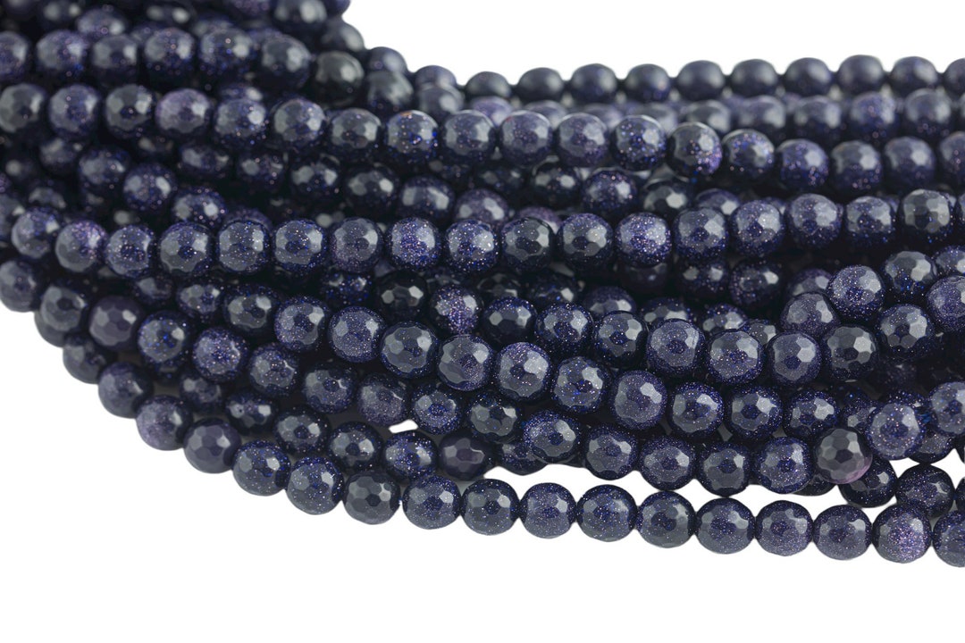 Natural Blue Sandstone Grade AAA Faceted Round. Full Strand 4mm, 6mm ...