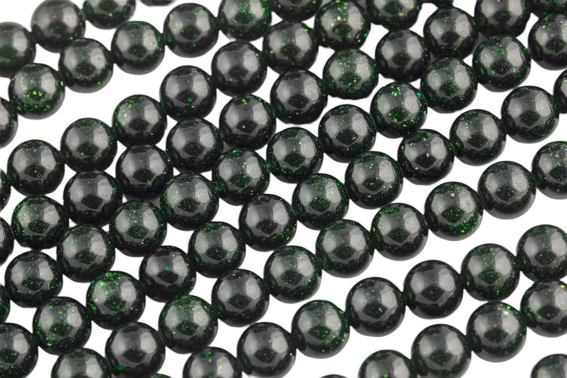 Green Goldstone Sandstone Grade AAA Round Beads. Full 15.5 - Etsy