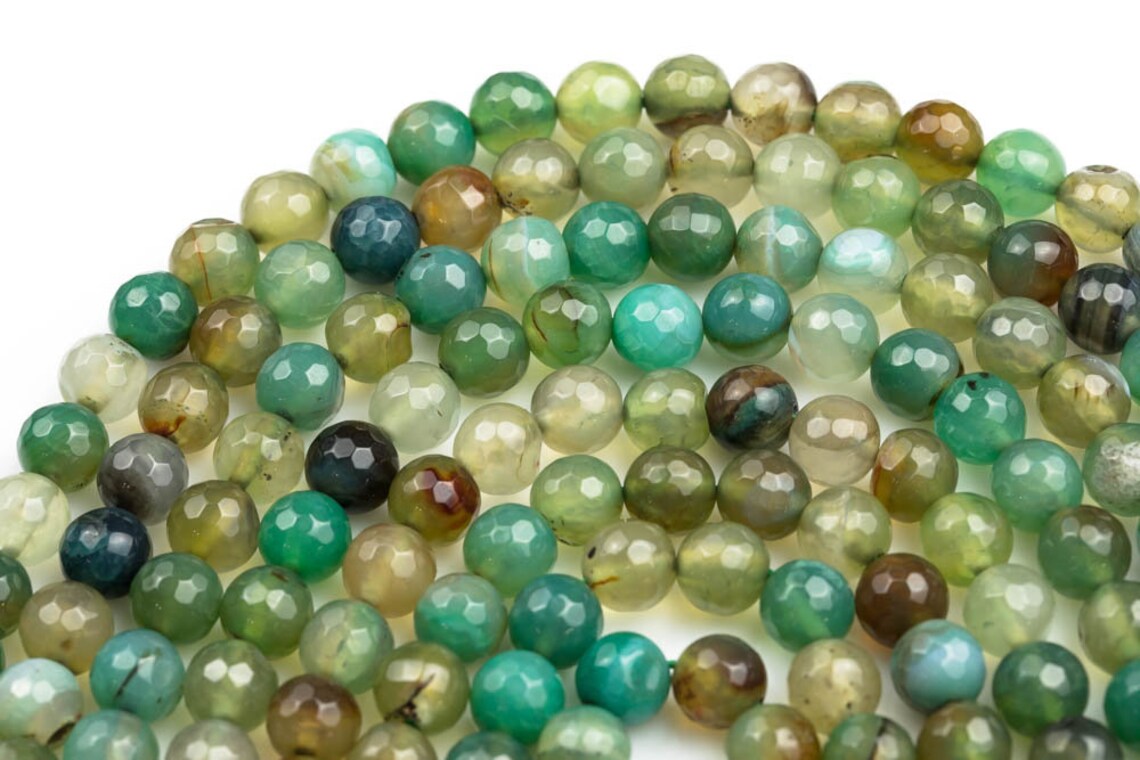 Green Rose Fire Agate- High Quality in Faceted Round- 4mm, 6mm, 8mm ...