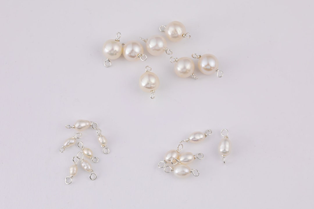 925 STERLING SILVER Permanent Jewelry Connectors Real Freshwater Pearl ...