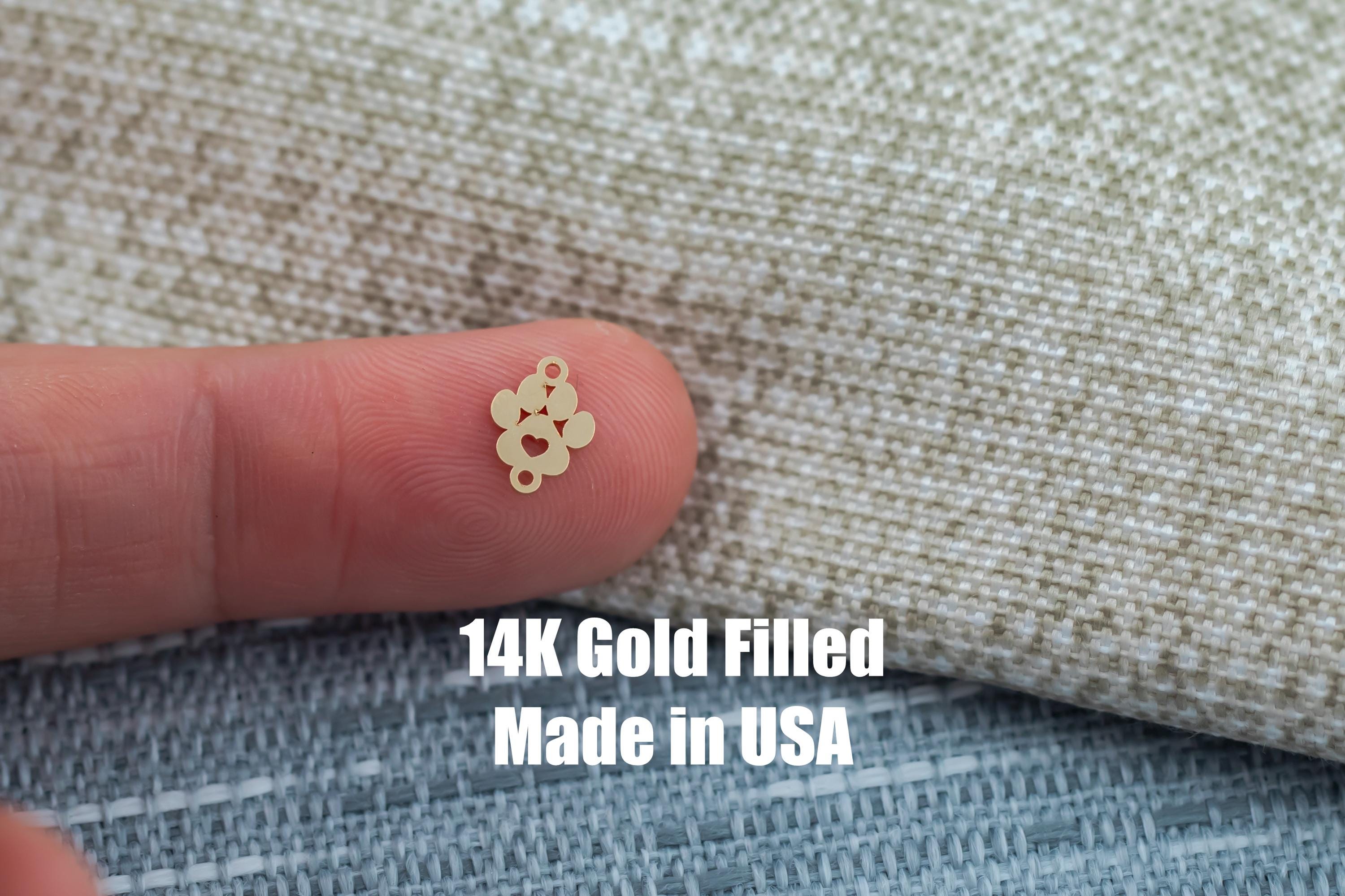 Paw Heart Imprint Design - Connector or Charm - Intricate Detail - 14kt ...