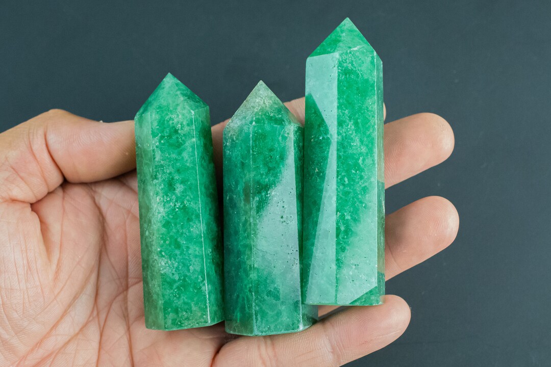 1 Pc Natural Green Fluorite Obelisk Tower Point Wand Healing Crystal ...