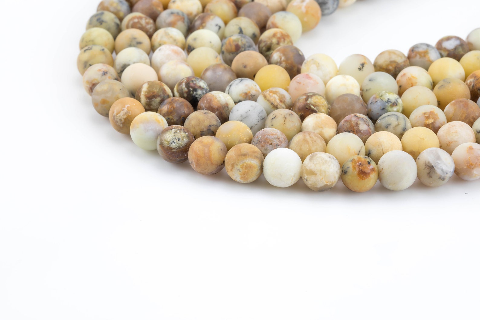 Natural Cream Dendrite Opal Beads - Matte Round - 6mm 8mm 10mm or 12mm ...