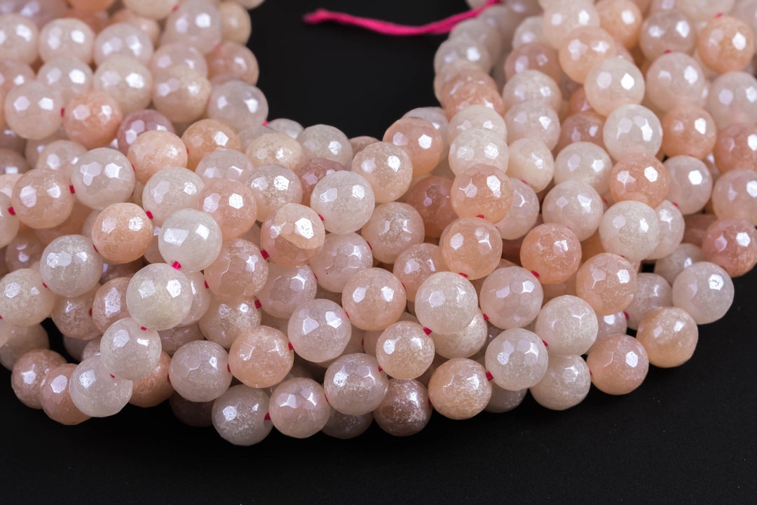 Natural MYSTIC PINK SILVERITE Faceted Round- Full Strand 15.5 Inch ...