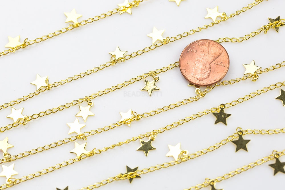 Star Drop Chain Gold Plated Brass Stardrop Chain. High Quality - Etsy