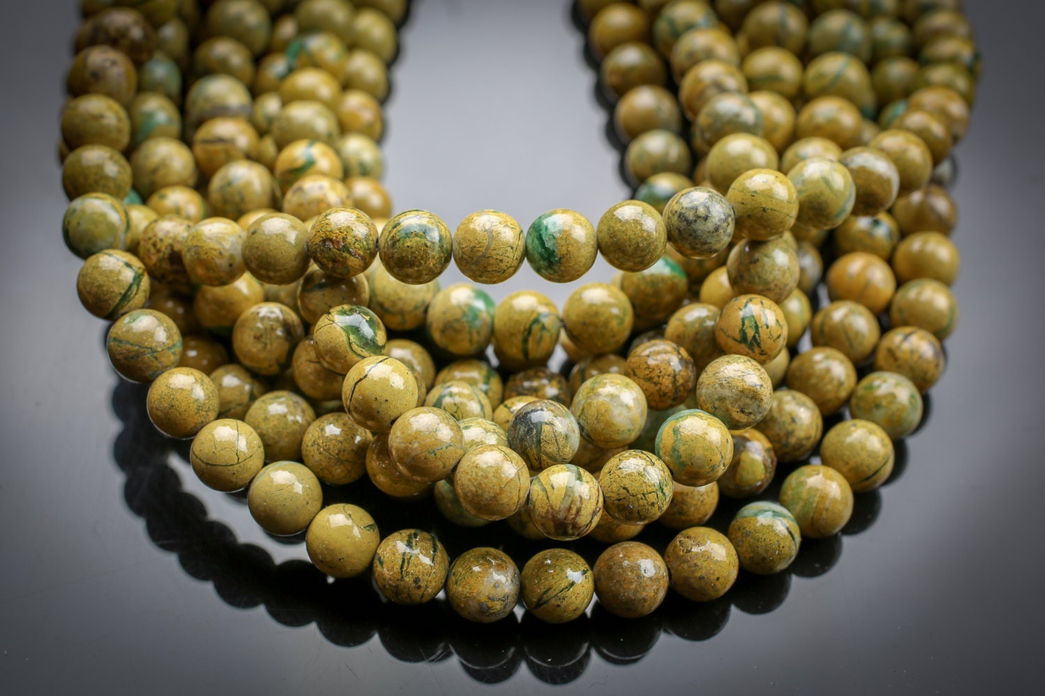 Natural 8mm/10mm Green Line Jasper High Quality in Round - Etsy