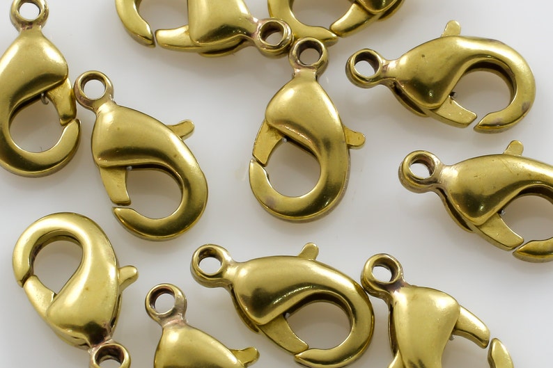 SOLID BRASS Round Lobster Clasps All Sizes - Etsy