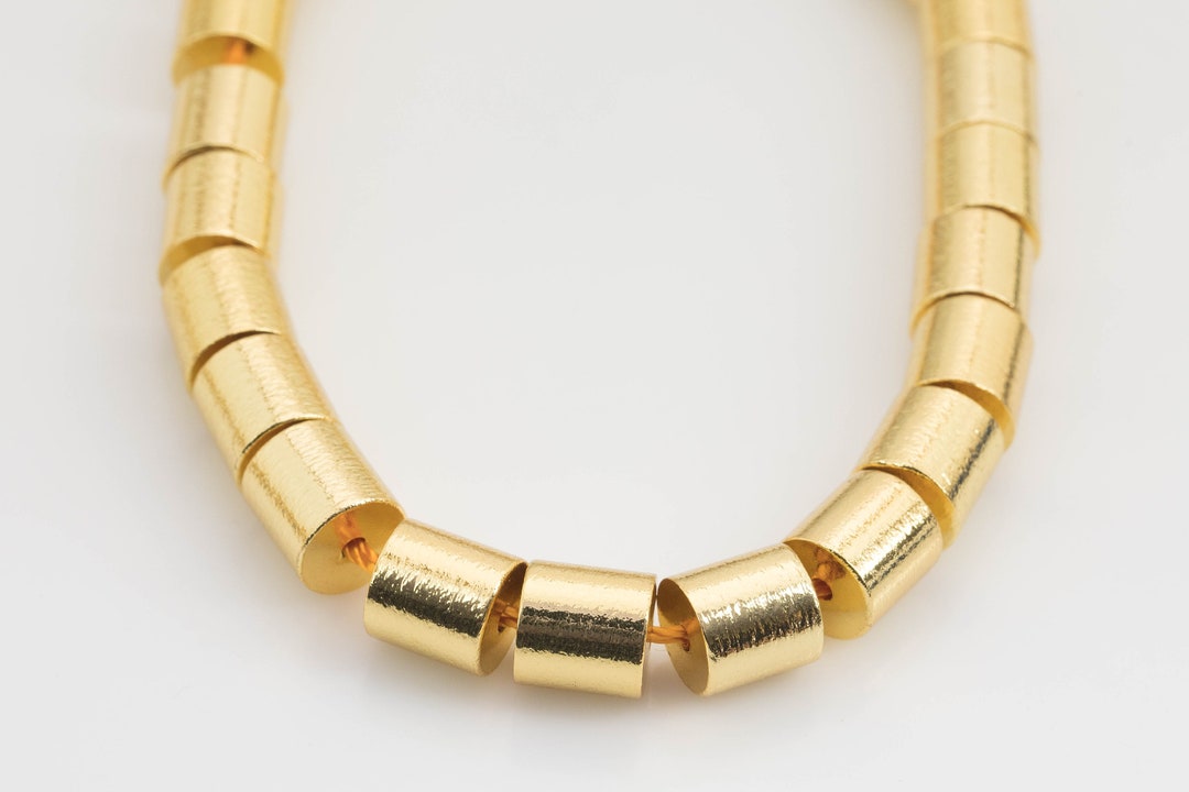 18K Brushed Gold Barrels Solid Copper High Quality Gold Plating 6mm 8mm ...