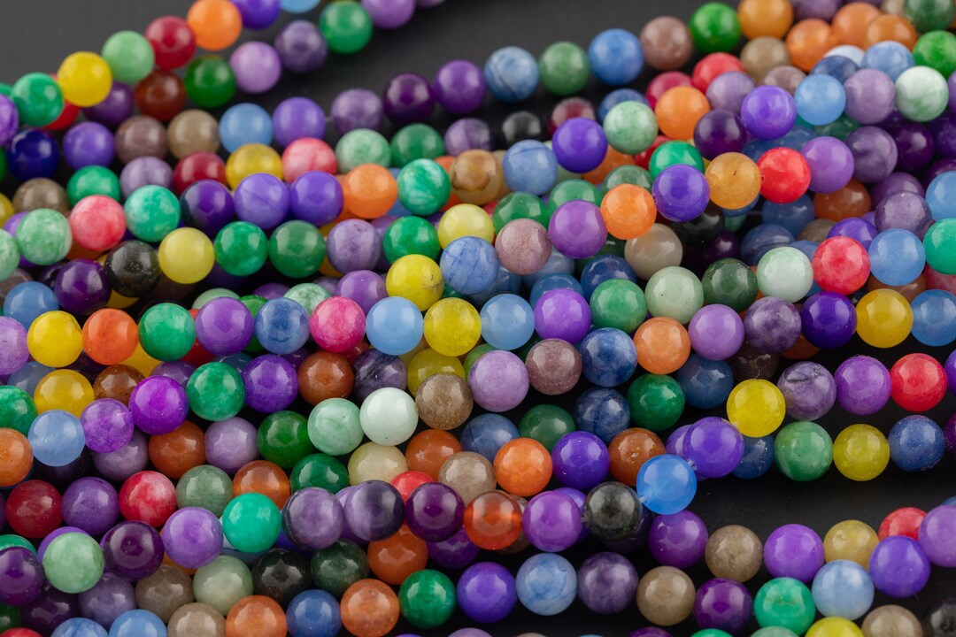 Multi Color JADE Smooth Round- 6mm 8mm 10mm 12mm-full Strand 15.5 Inch ...