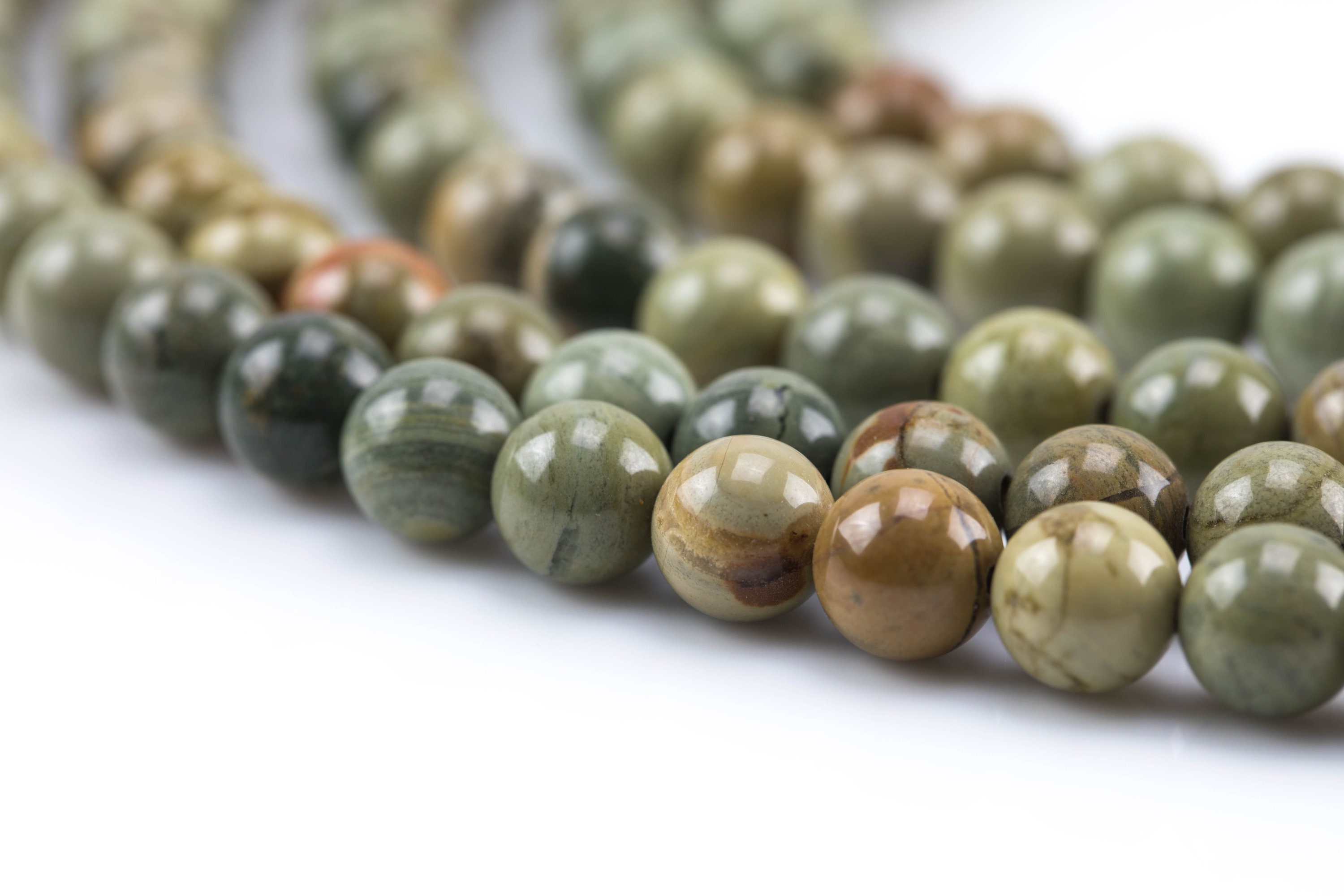 Natural Silver Leaf Jasper, High Quality in Round- 6mm, 8mm, 10mm, 12mm ...