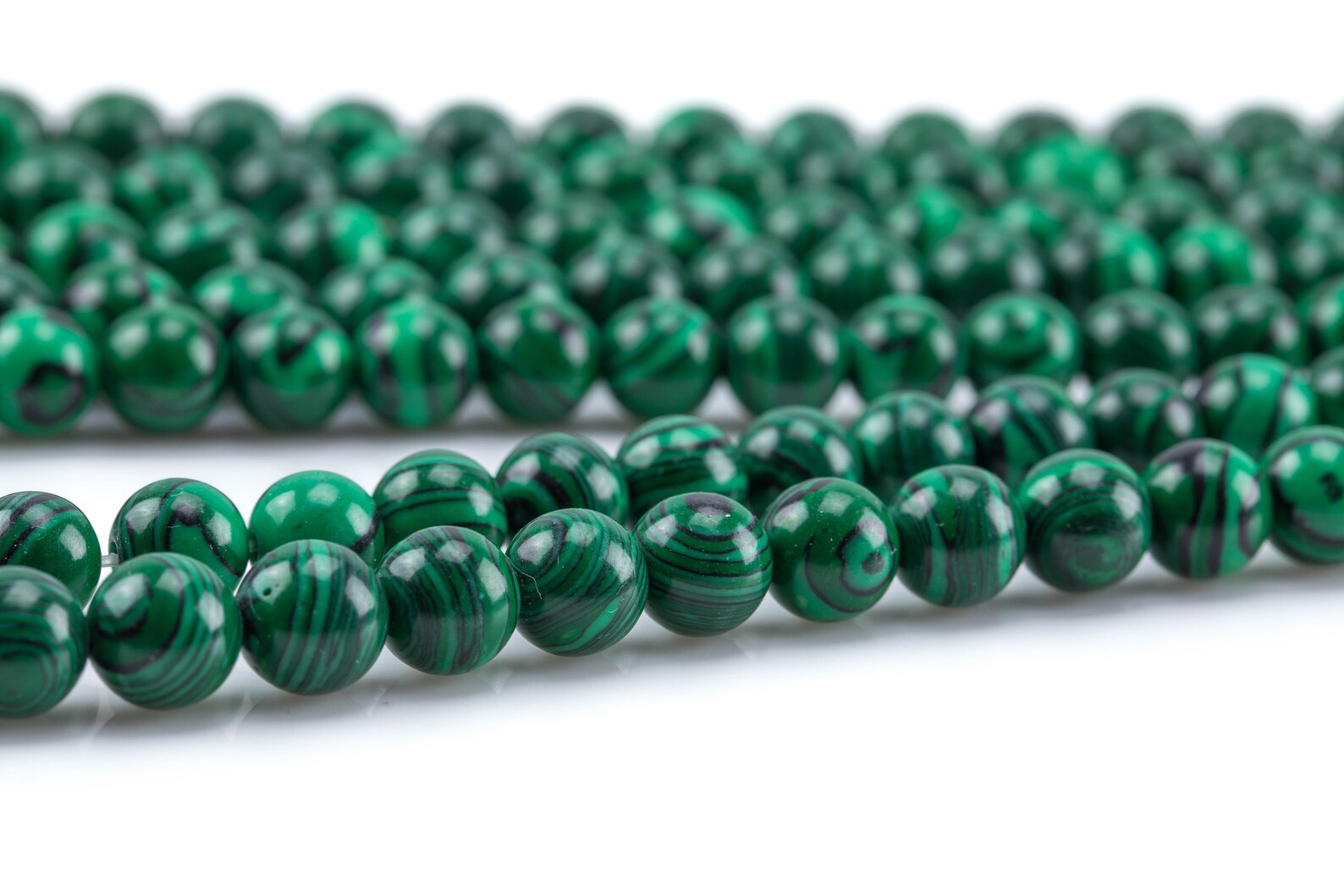 Reconstituted Malachite Smooth Round Sizes 6mm, 8mm, 10mm, 12mm- in ...