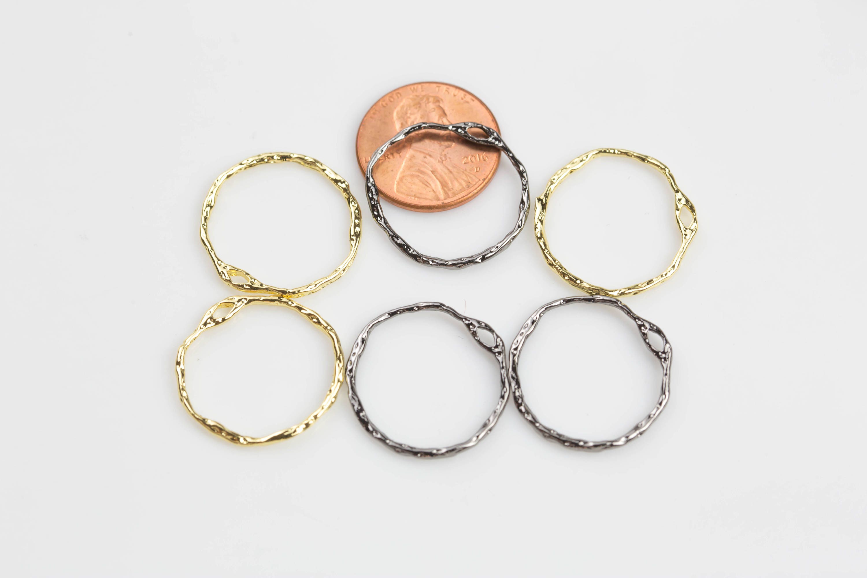 Small Brushed Gold Hammered Ring Small Size Pendants High - Etsy