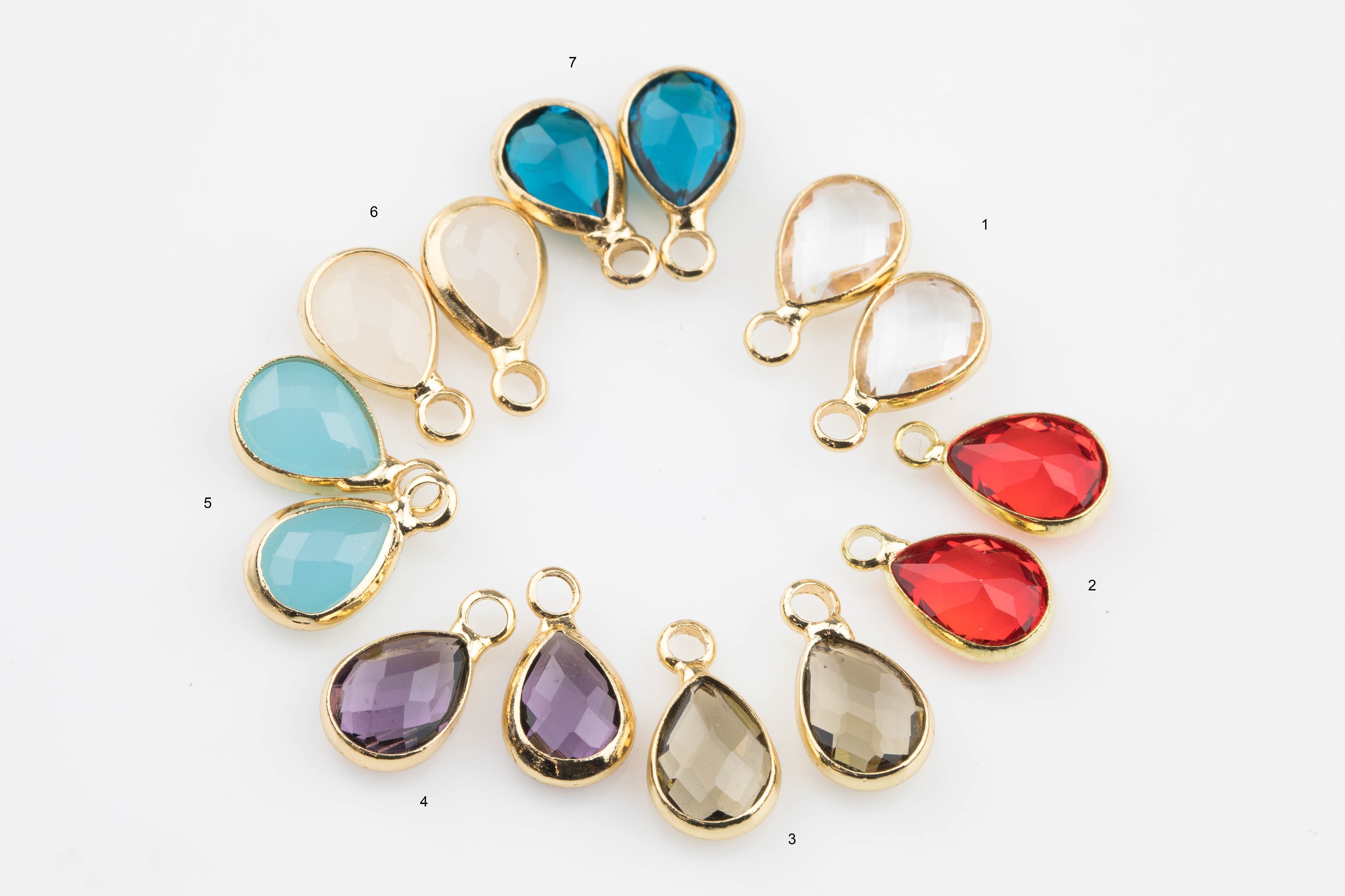 Petite tiny crystal charms teardrop 68mm. Bezeled with gold | Etsy