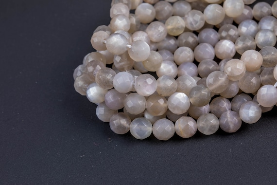 Natural Light Gray Moonstone Matt Faceted Roundfull Strand | Etsy