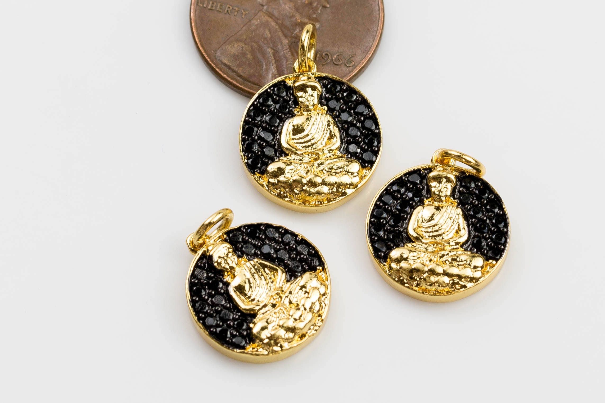 Buddha Coin C.Z. Pendant 14mm - Etsy