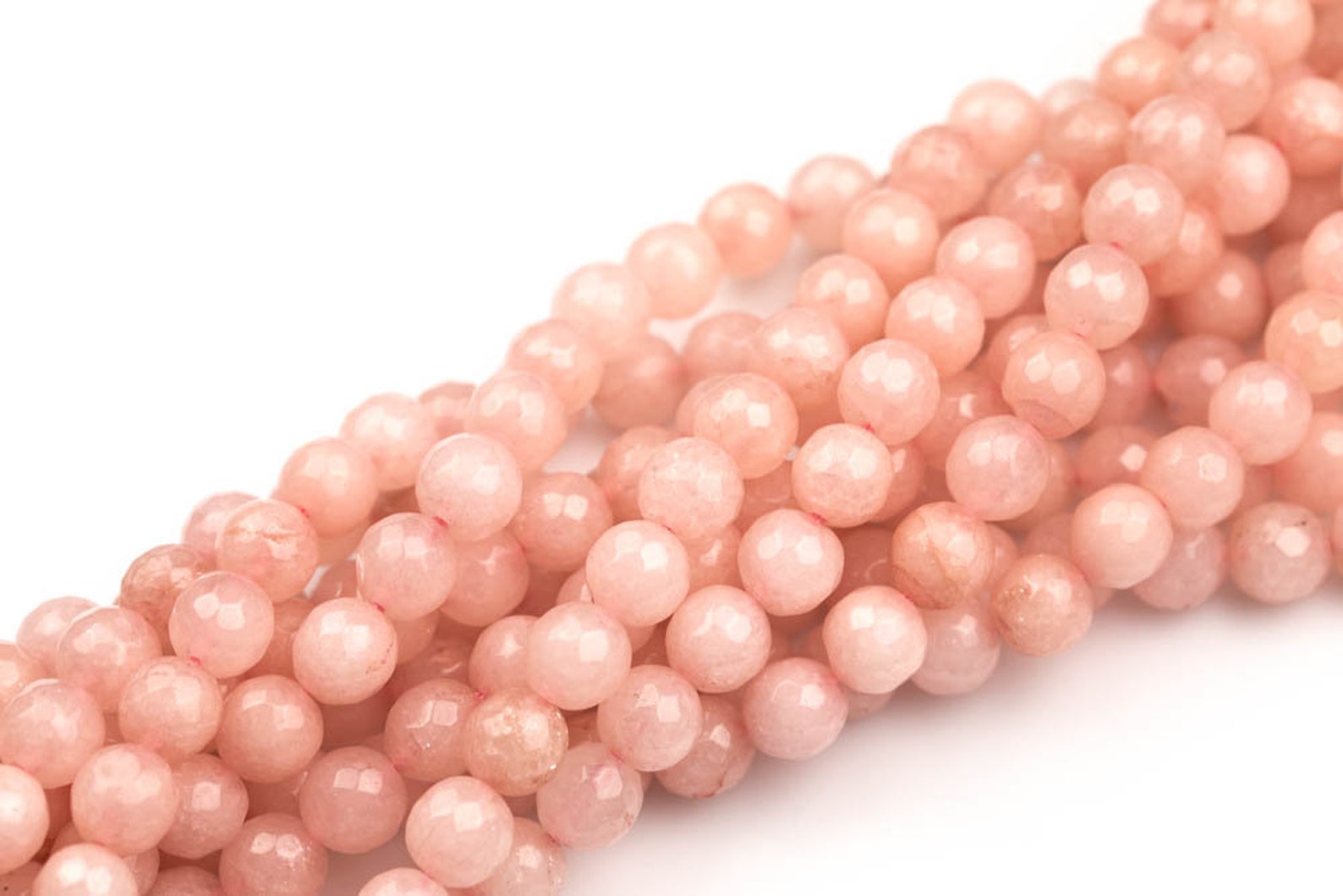 Rose Water Pink- JADE Faceted Round -full Strand 15.5 Inch Strand, 4mm ...