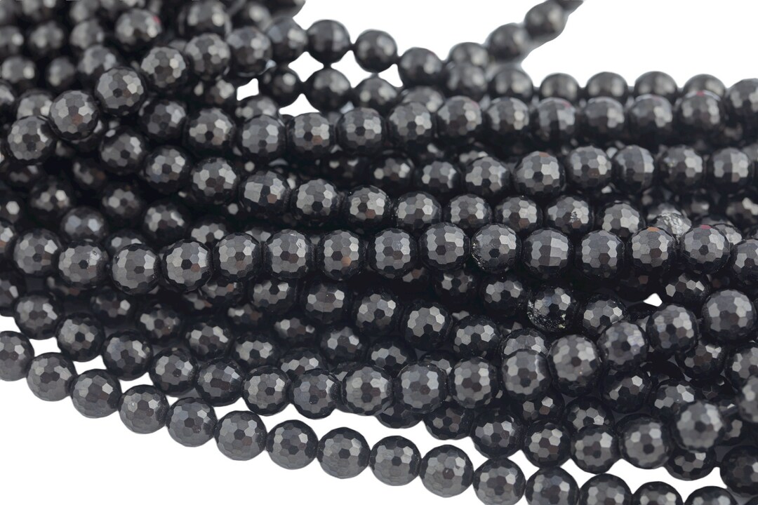 Natural Real Jet Beads Faceted 6mm 8mm 10mm 12mm Round Beads AAA ...