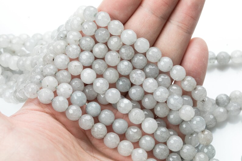 Light Gray Jade Faceted Round 4mm 6mm 8mm 10mm 12mm Single - Etsy UK