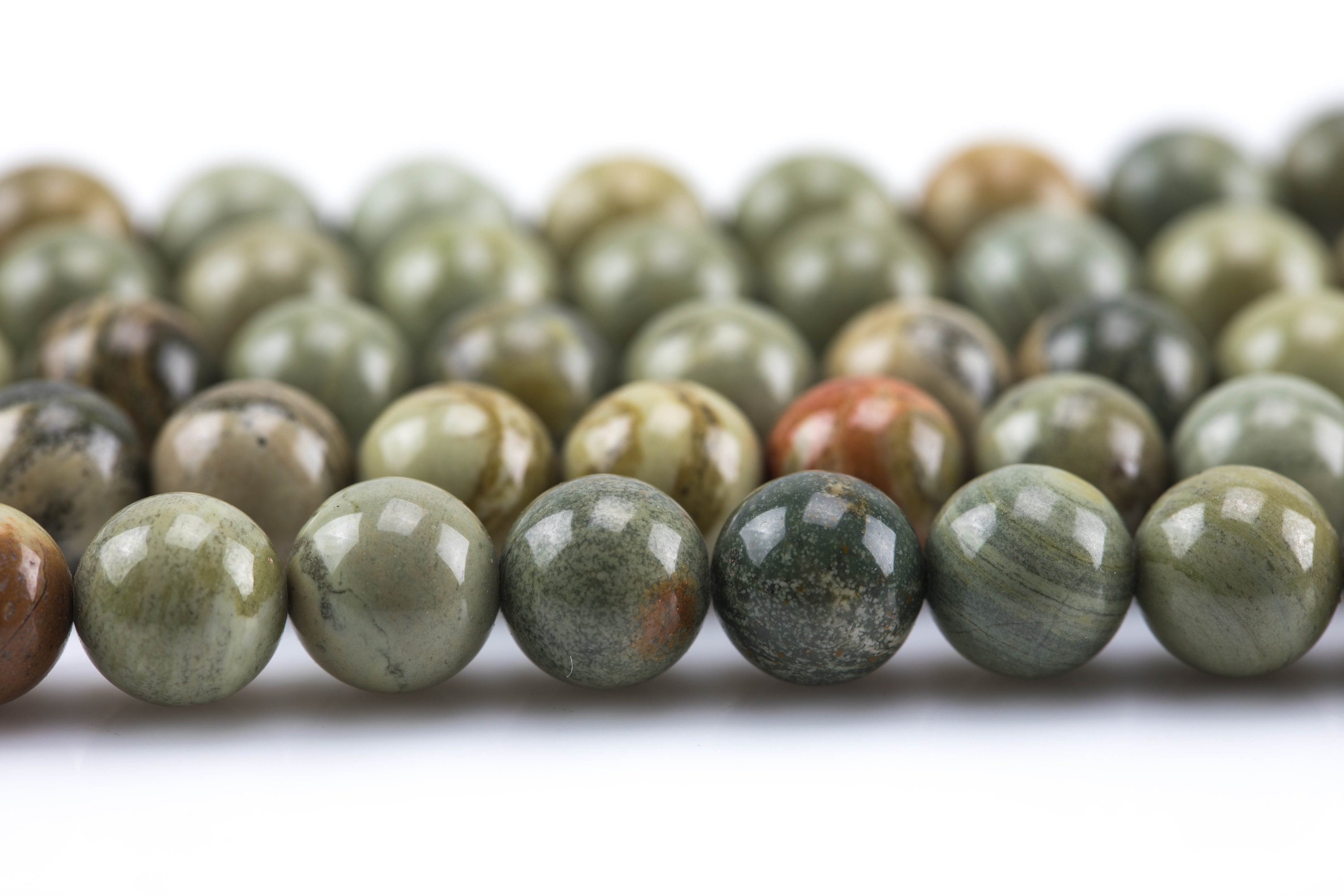 Natural Silver Leaf Jasper, High Quality in Round- 6mm, 8mm, 10mm, 12mm ...