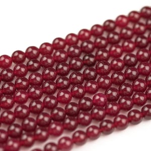 Maroon-jade Smooth Round- 6mm 8mm 10mm 12mm-full Strand 15.5 Inch ...