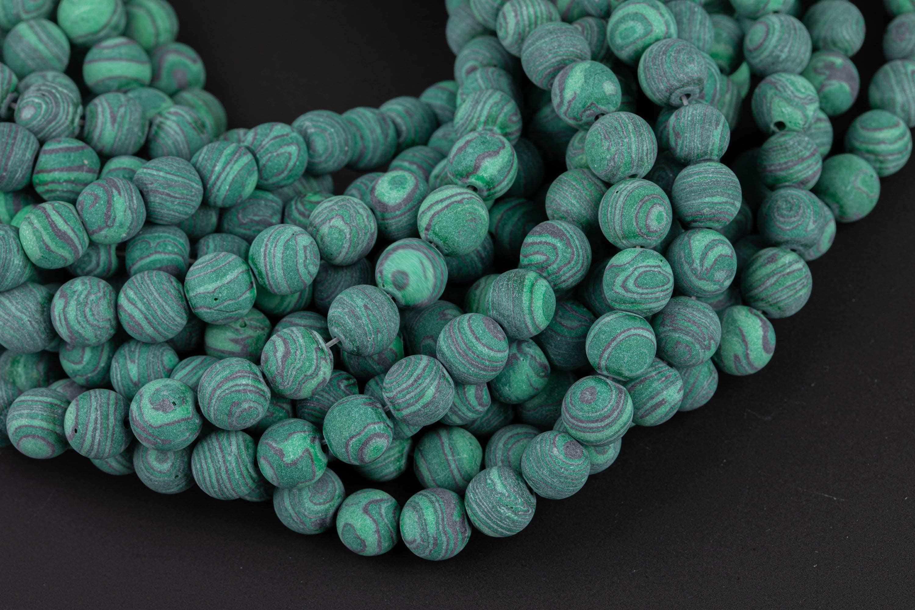 Natural Reconstituted Malachite Matte Round Sizes 6mm, 8mm, 10mm, 12mm ...