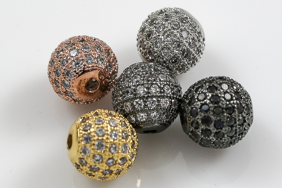 CZ Micro Pave Round Ball Bead Cubic Zirconia Pave Beads - Etsy