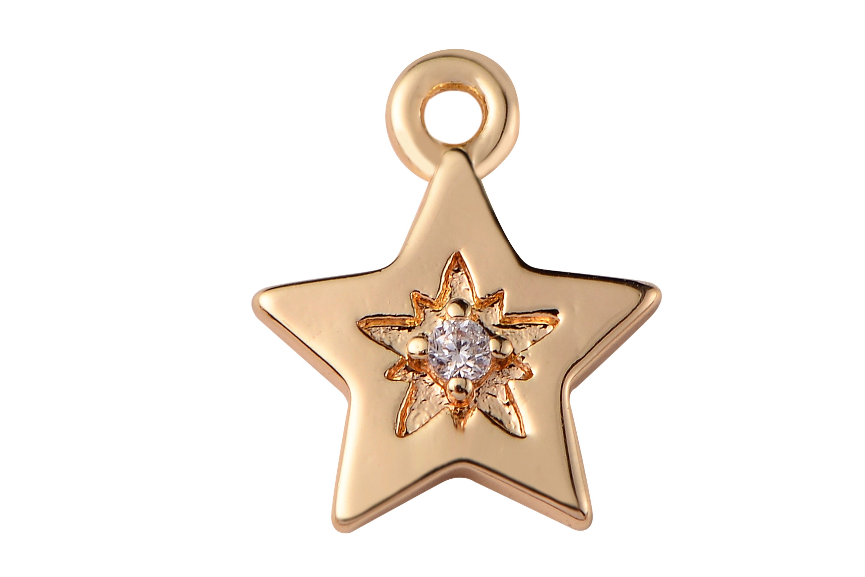 3 Pcs Dainty STARBURST Charm 18k Gold CZ Star Charm - Etsy