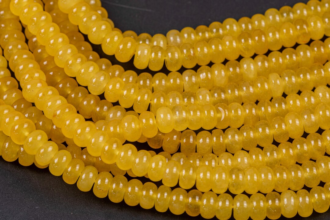 Honey Yellow-colored Jade - High Quality in Roundel, 8mm- Full 15.5 ...