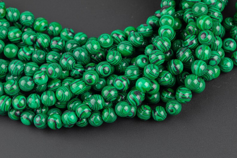 Reconstituted Malachite Smooth Round Sizes 6mm, 8mm, 10mm, 12mm- in ...