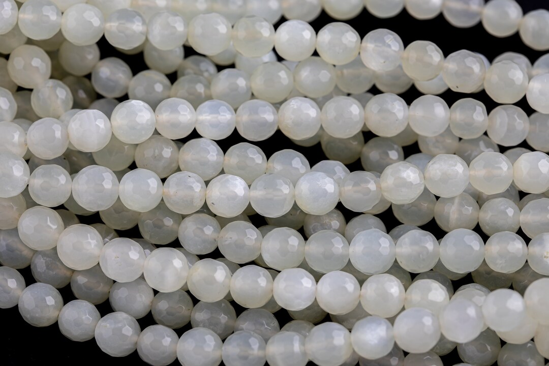 Natural White Fire Moonstone Beads - High Quality Faceted Round - White ...