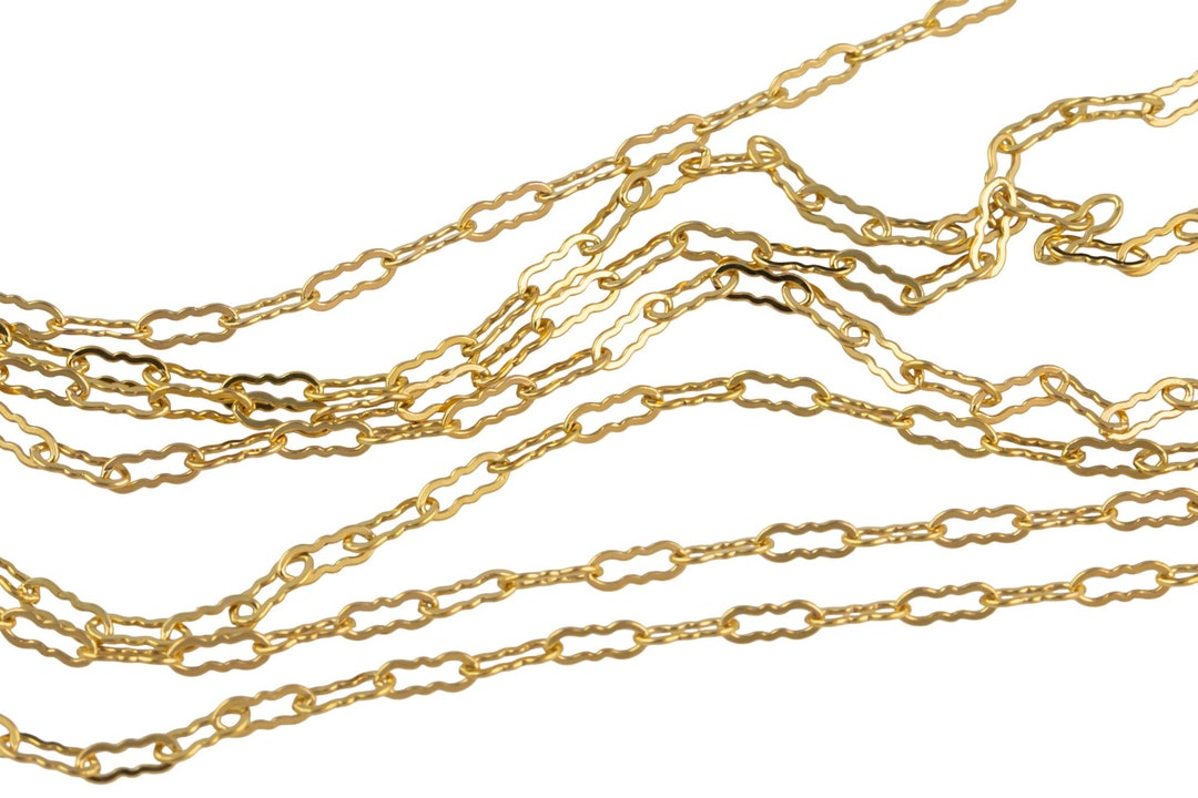 Gold Filled Round Paper Clip Krinkled Chain Elongated Oval - Etsy