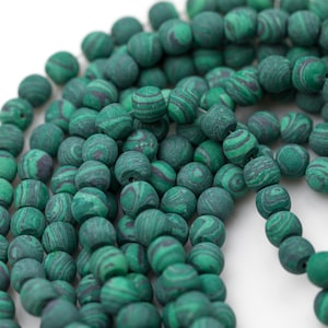 Natural Reconstituted Malachite Matte Round Sizes 6mm, 8mm, 10mm, 12mm ...