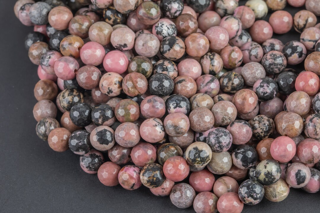 Natural Rhodonite, High Quality in Faceted Round, 4mm, 6mm, 8mm, 10mm ...