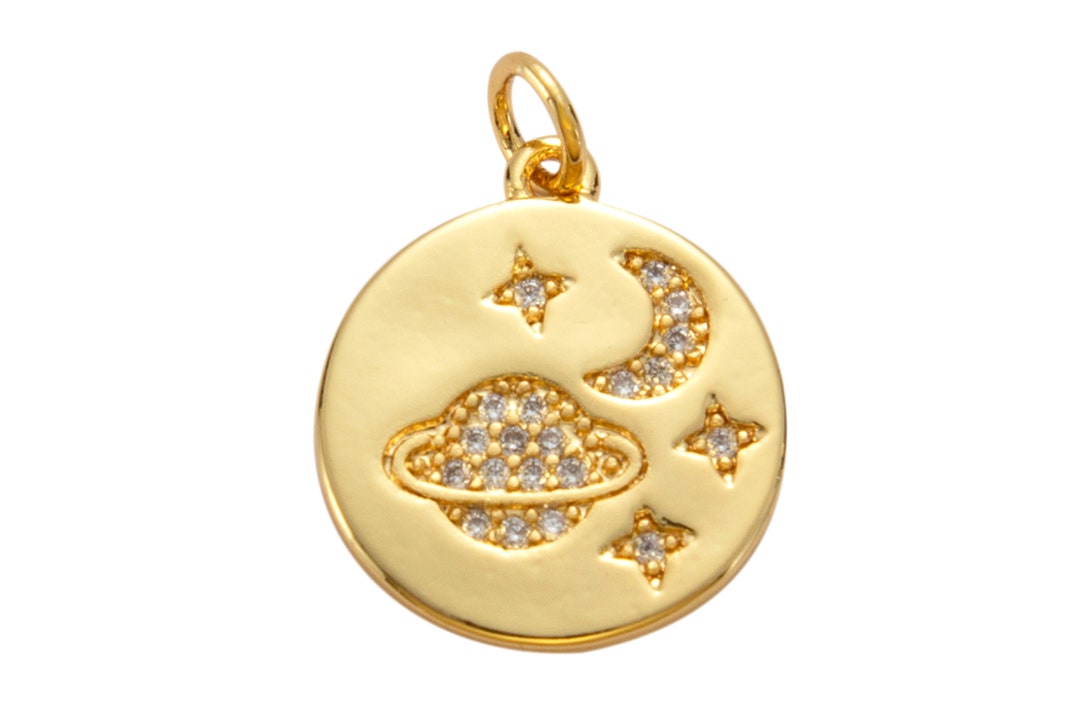 18K Gold Plated Planet Solar System Charm Bracelet Necklace Pendant ...