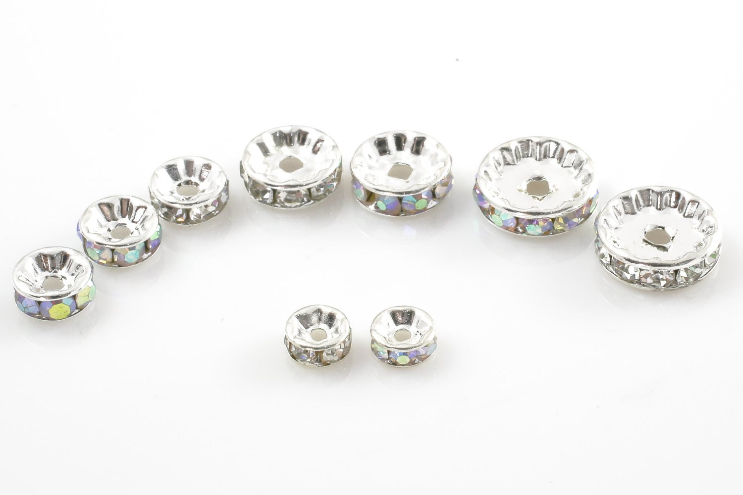 High Quality. 6-12mm Rhinestone Spacers Spacer - Silver Plated - AAA ...