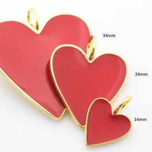1-2 Pcs 18 Kt Gold Red Heart Enamel- Assorted Size- Large Bail Size - Etsy