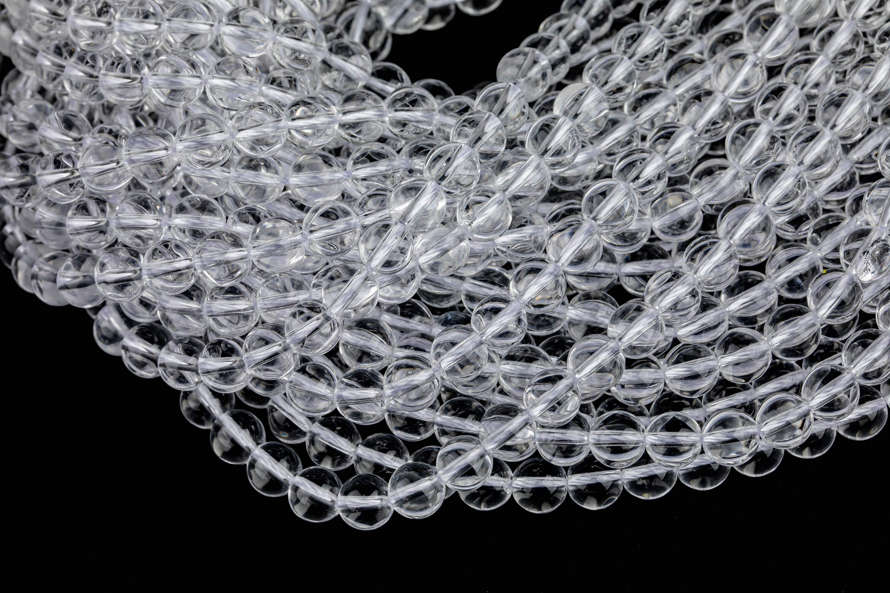 Natural Brazilian Clear Quartz Round Beads. One Full Strand. 6mm, 8mm ...