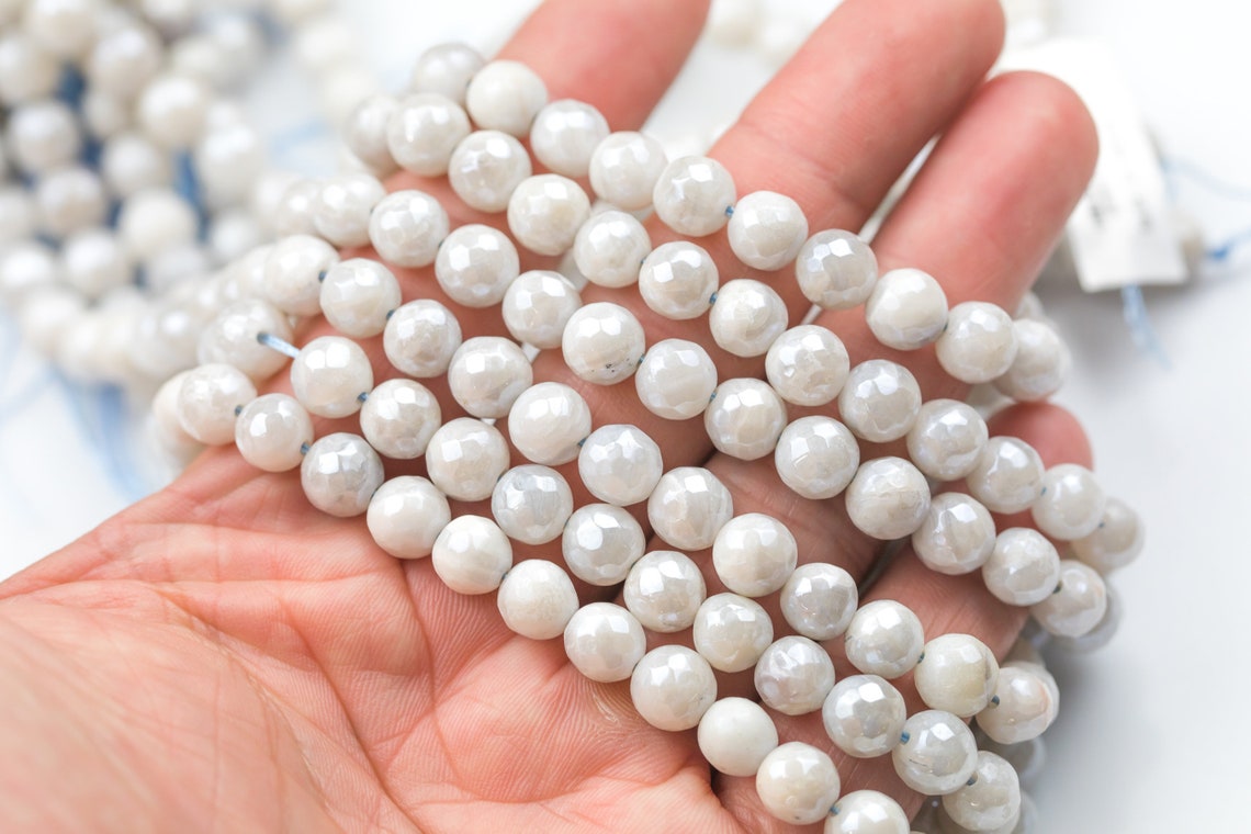 Natural Mystic White Silverite Agate Faceted Round sizes 4mm | Etsy