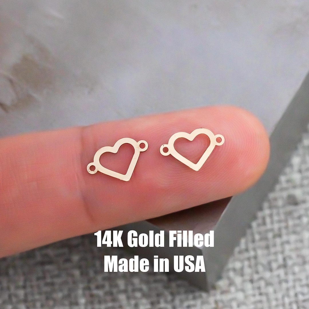 Hollow Heart Connector Permanent Jewelry Connectors 14K Gold Filled or ...