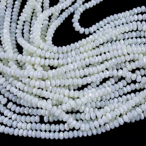 Faceted Roundel Mother of Pearl 4mm 6mm 8mm Beads 15.5" Strand Shell ...