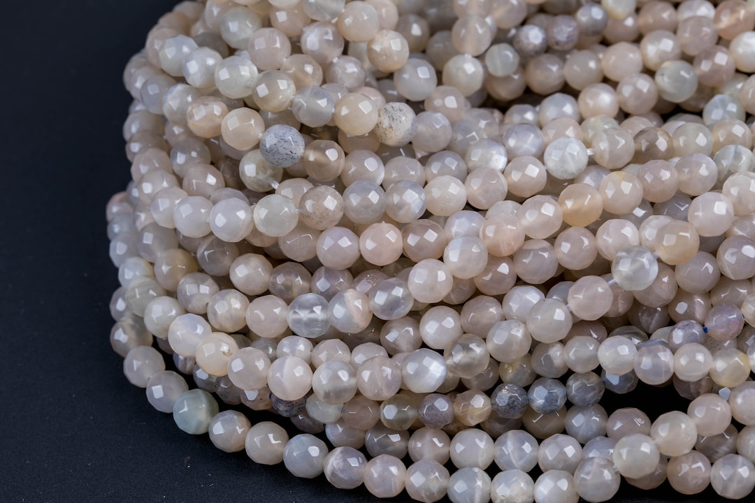 Natural Light Gray Moonstone Faceted Round--full Strand 15.5 Inch ...