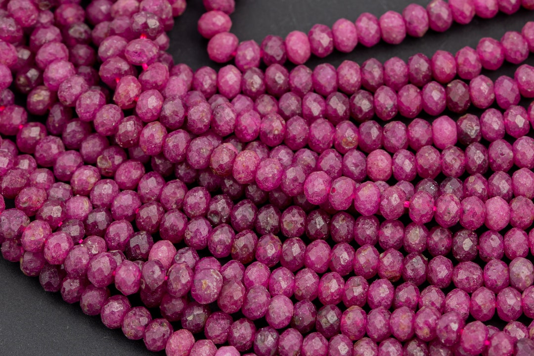 Natural Ruby High Quality in Diamond Cut Faceted Roundel, 2x4mm - Full ...
