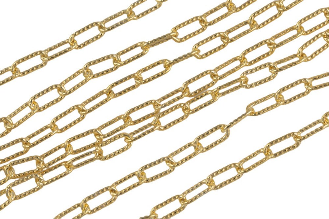 USA MADE Gold Filled Paper Clip Chain Twisted Texturized Tubed - Etsy